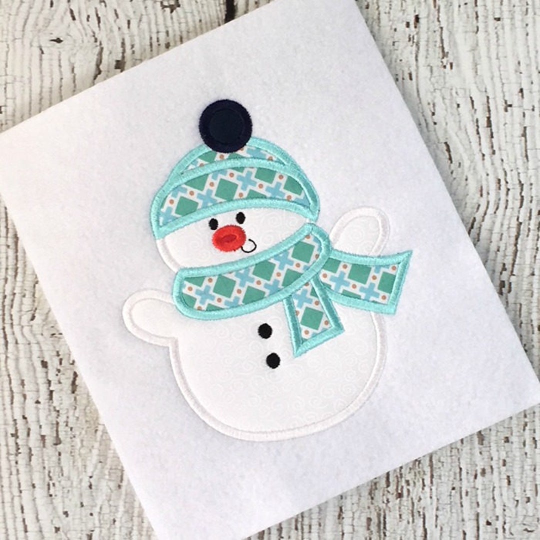 Snowman Applique Design - Christmas Applique Design - Winter Applique ...