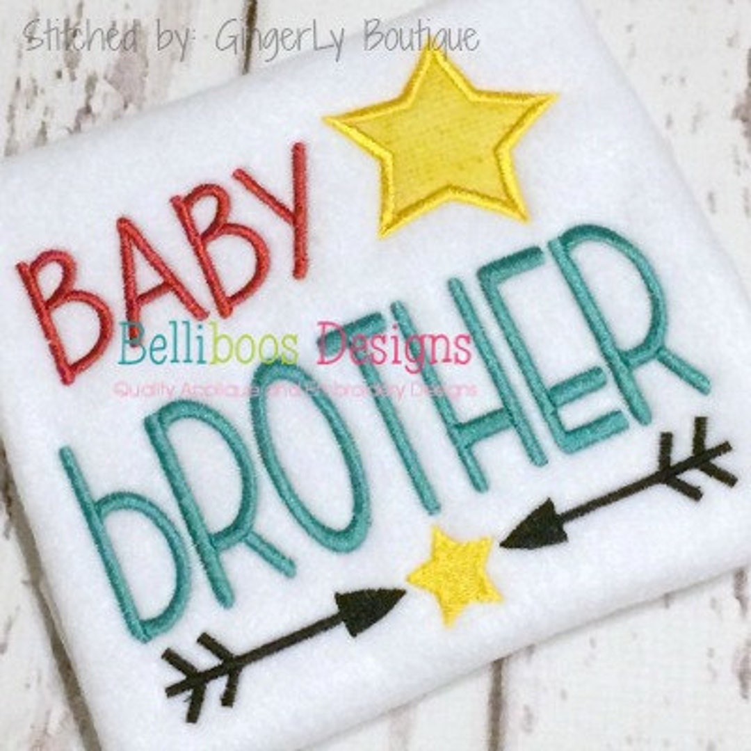 Baby Brother Applique Design - Baby Brother Embroidery Design - Sibling ...