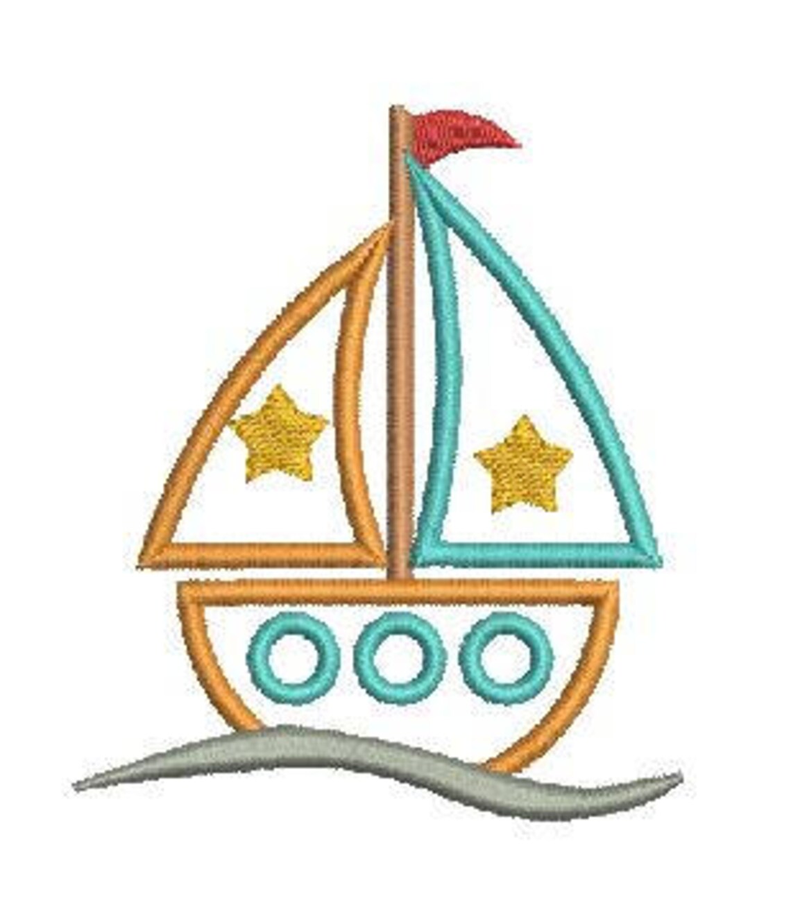 Sailboat Applique Design Beach Applique Design Nautical | Etsy