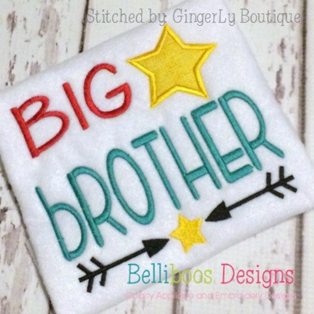 Big Brother Embroidery Design - Big Brother Applique Design - Sibling ...