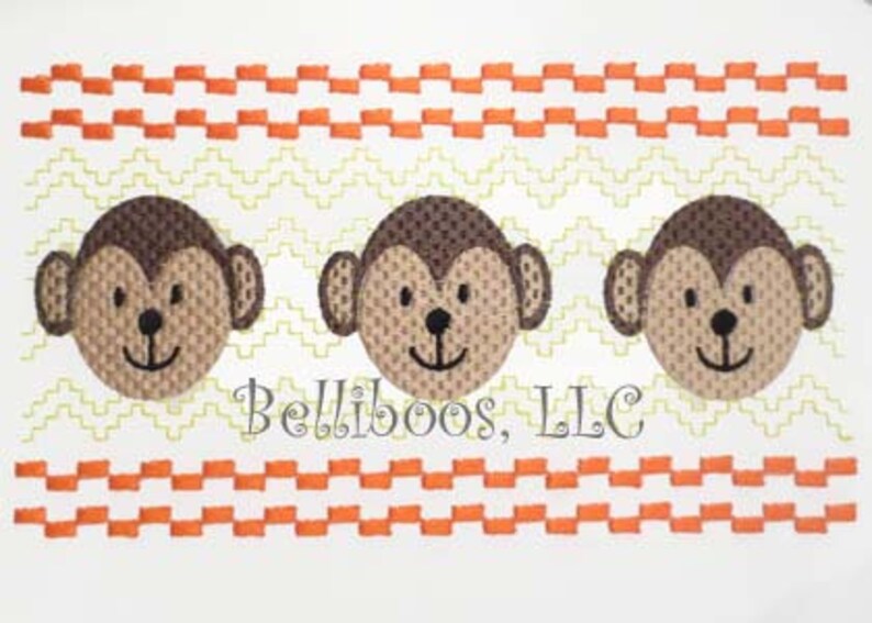 Monkey Faux Smocking Monkey Embroidery Design Faux Smocking Embroidery ...