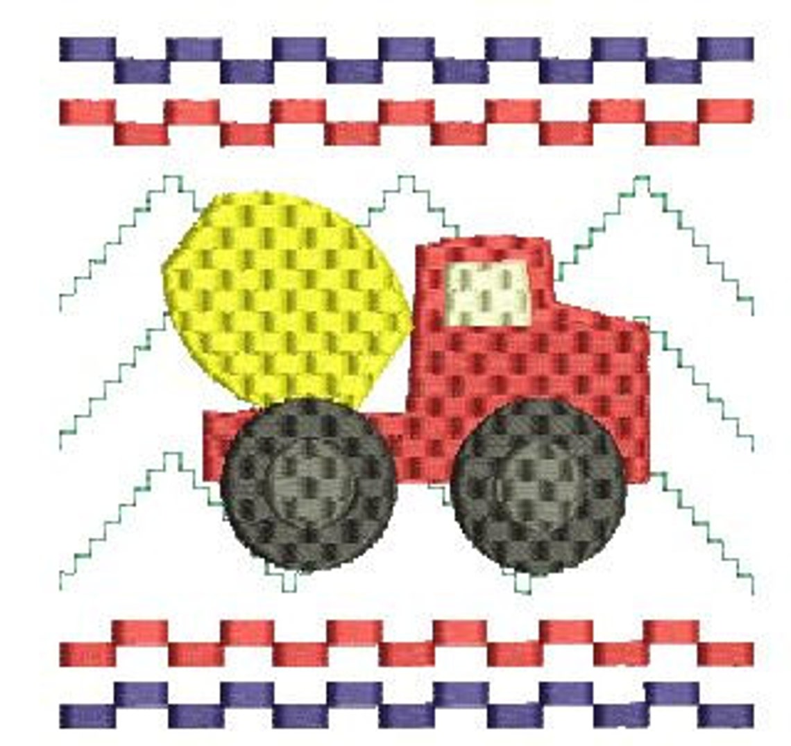 Construction Embroidery Design - Construction Faux Smock - Dump Truck ...