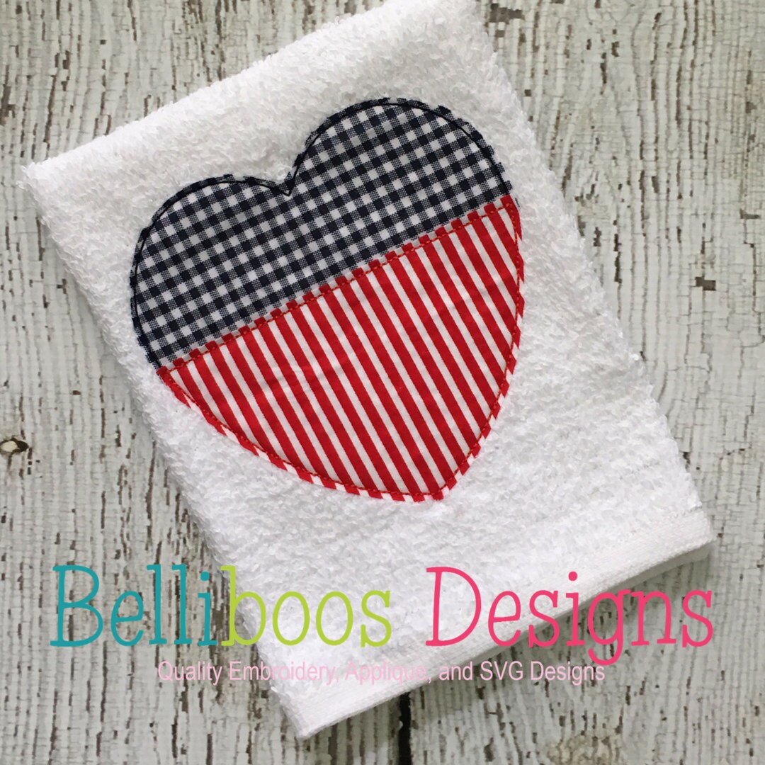 Split Heart Applique Design - Raggy Heart Applique Design - Etsy