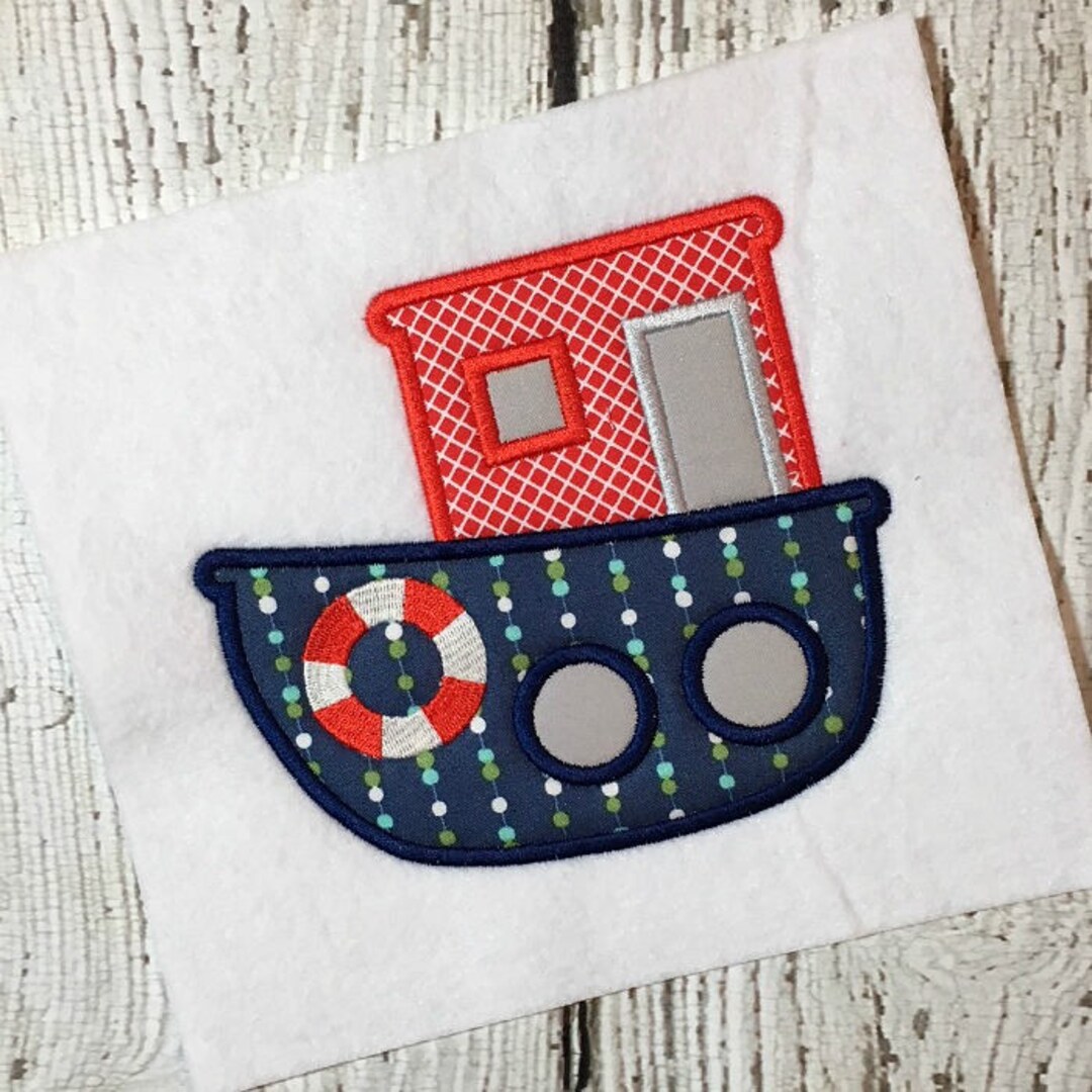 Boat Applique Design - Nautical Applique Design - Beach Applique - Etsy