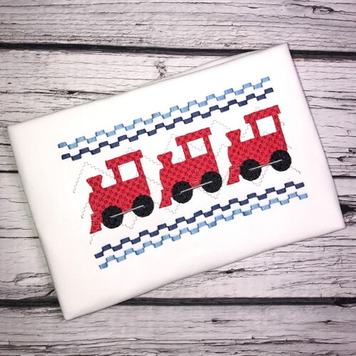 Train Faux Smocking Machine Embroidery Design | Etsy