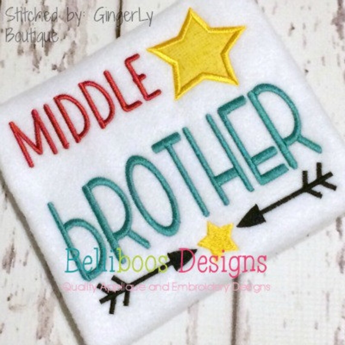 Middle Brother Applique Design - Middle Brother Embroidery Design ...