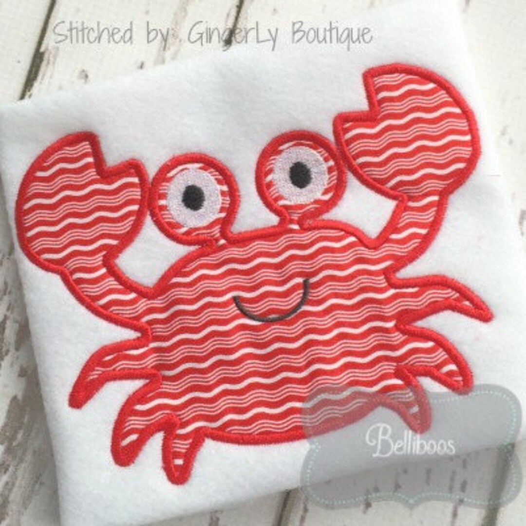 Crab Applique Design - Crab Embroidery Design - Beach Applique Design ...