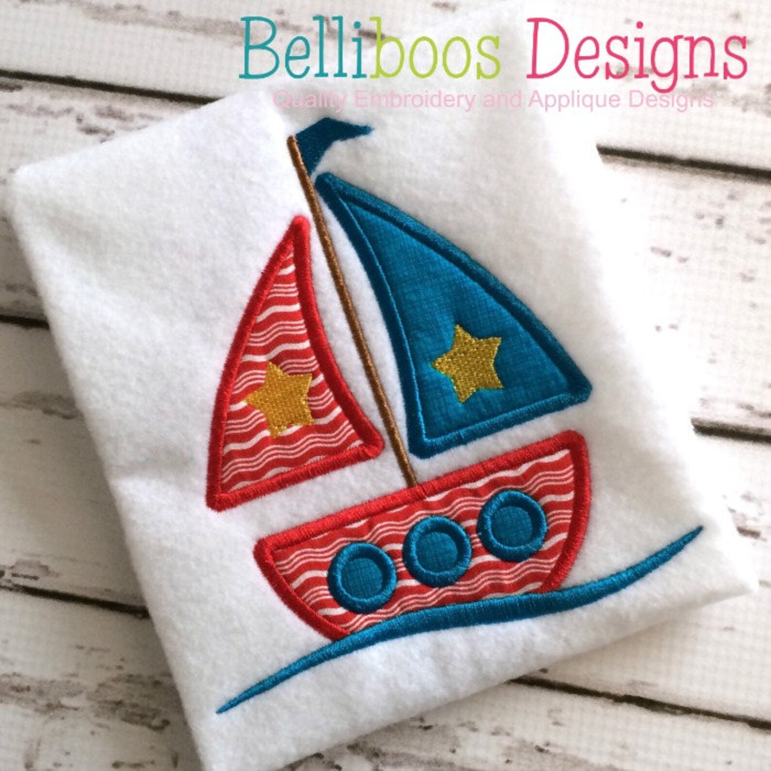 Sailboat Applique Design Beach Applique Design Nautical | Etsy