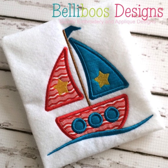 Sailboat Applique Design Beach Applique Design Nautical | Etsy