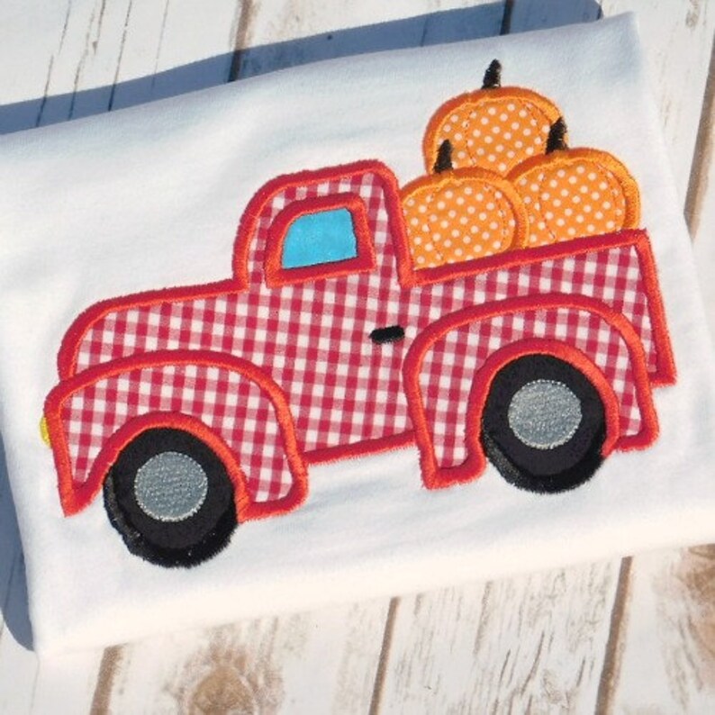 Truck Applique Design - Fall Applique Design - Pumpkin Embroidery ...