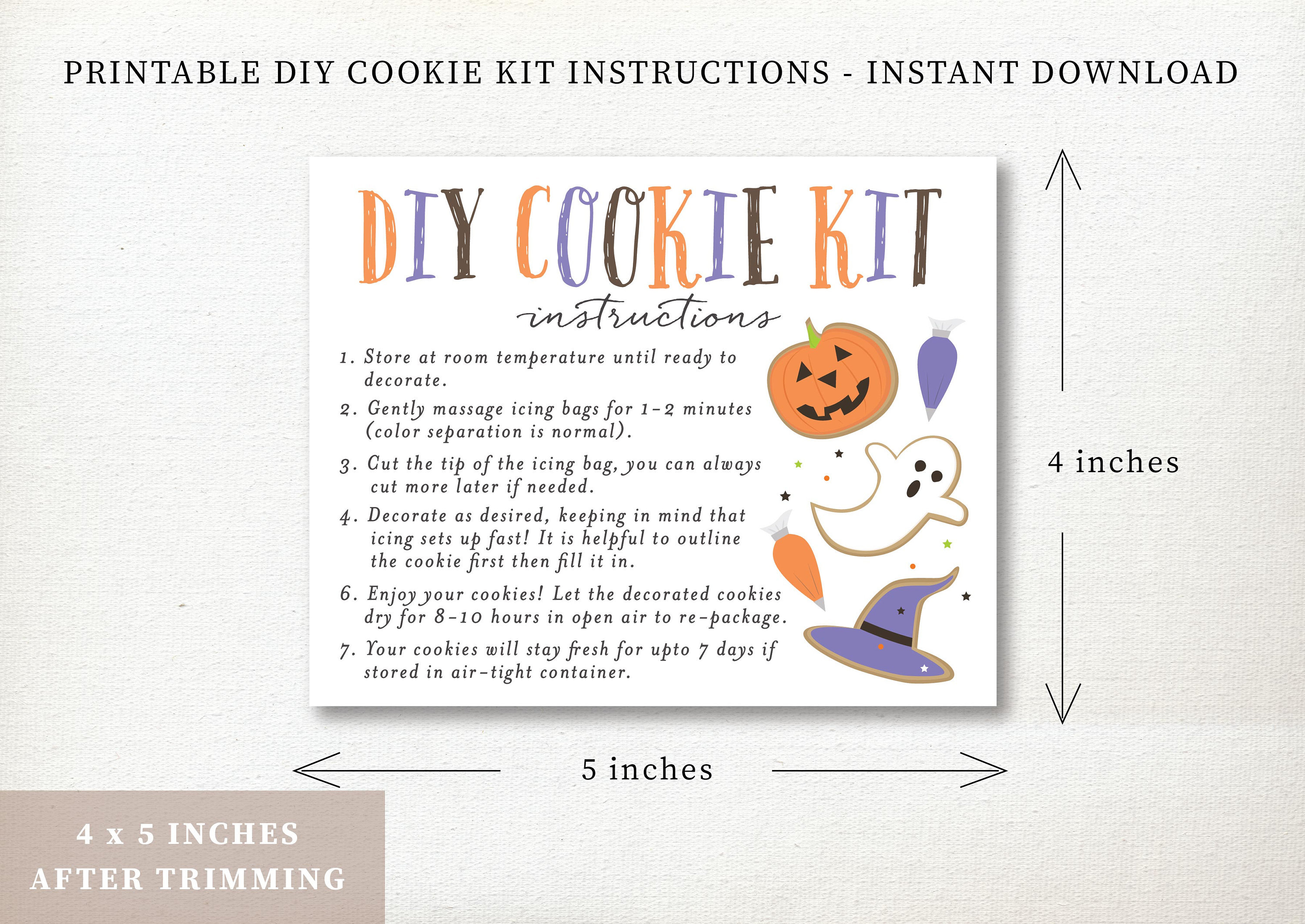 Halloween DIY Cookie Kit Instructions Printable Cookie Kit - Etsy