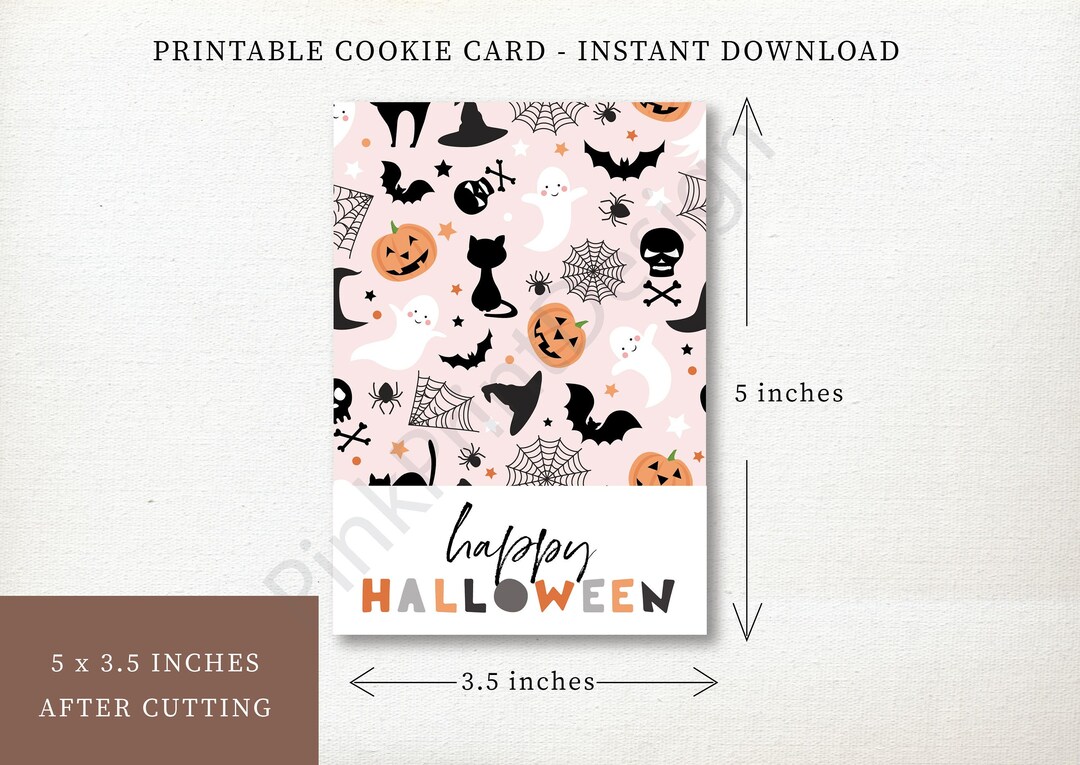Halloween DIY Cookie Card Printable Cookie Card Halloween - Etsy