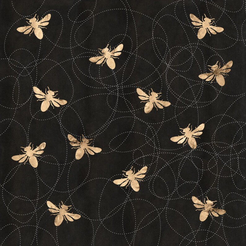 Digital Bee Gold Foil Printable Paper Pack | Metallic Foil Honeycomb ...
