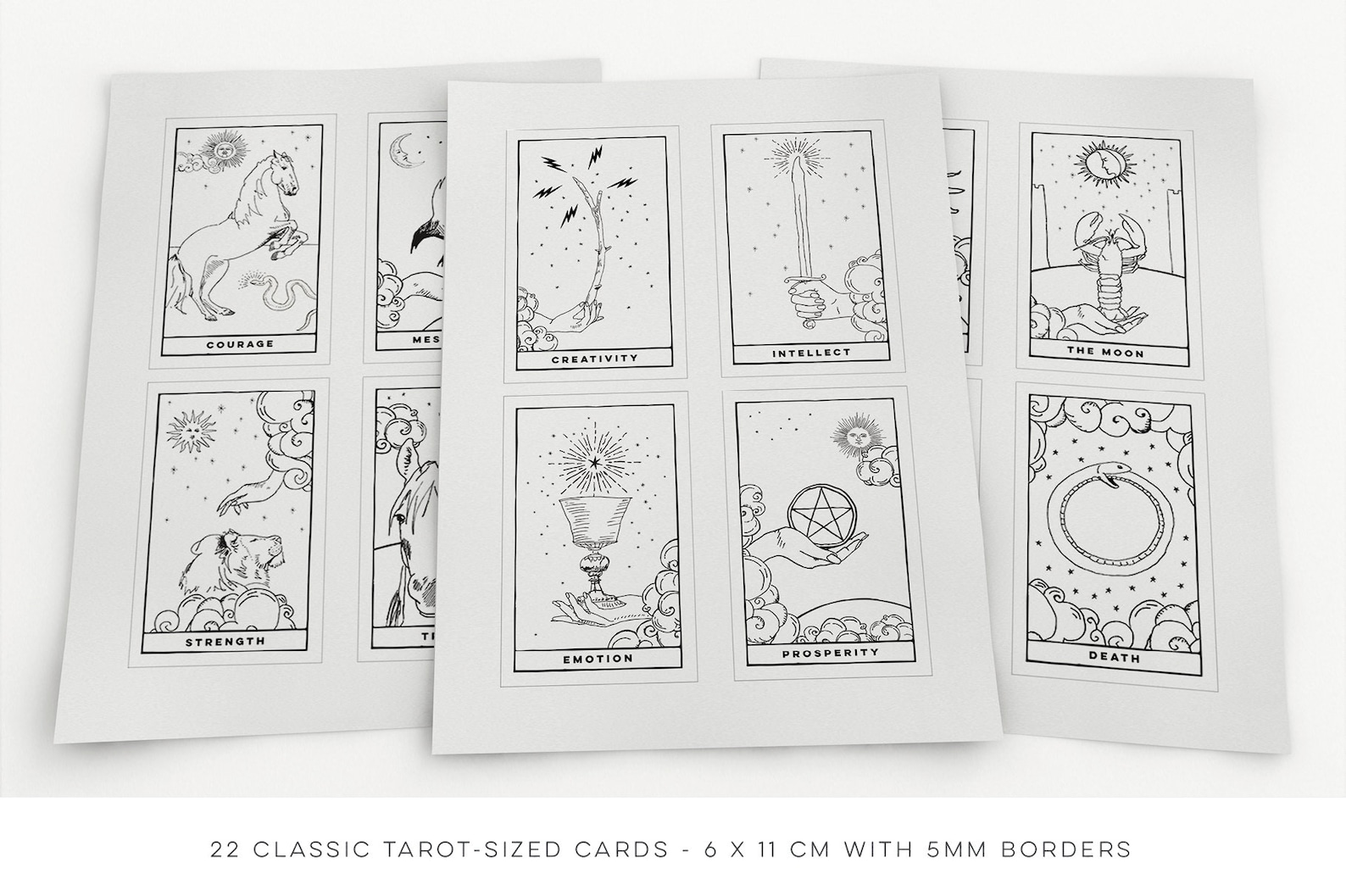 Celestial Oracle Card Printable Tarot Deck | Coloring Book PDF of 25 ...