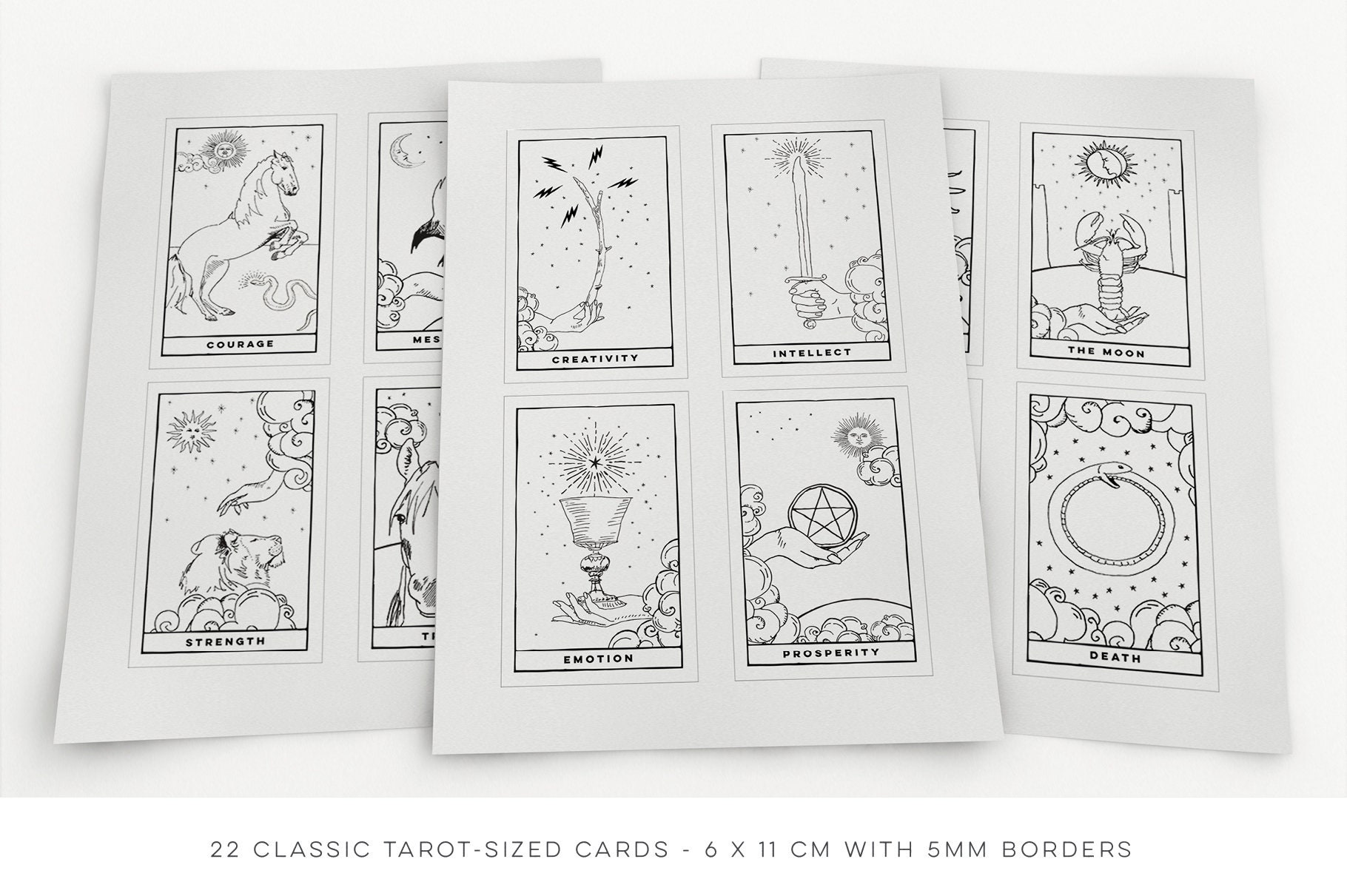 Celestial Oracle Card Printable Tarot Deck Coloring Book PDF of 25 ...