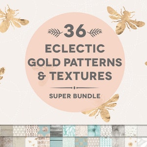 168 Eclectic Textures & Patterns in Watercolor, Rose Gold, Aged Wood ...