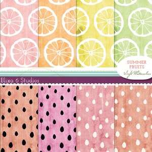 Summer Fruit Digital Patterns: Printable Scrapbook Pages With Lemon ...