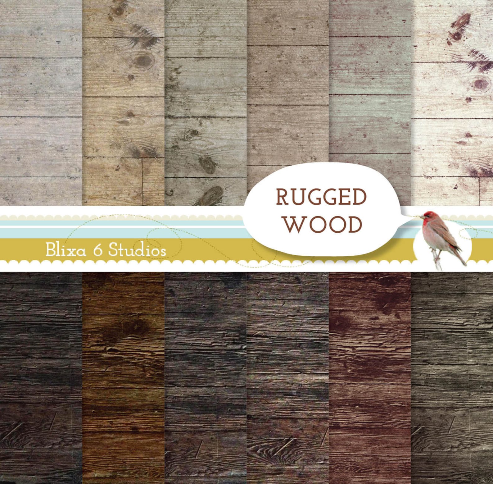 Rugged & Weathered Wood Digital Papers 12 Printable Wooden Textures for ...