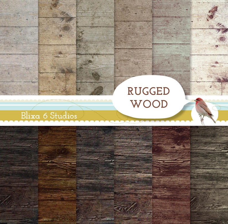 Rugged & Weathered Wood Digital Papers 12 Printable Wooden Textures for ...