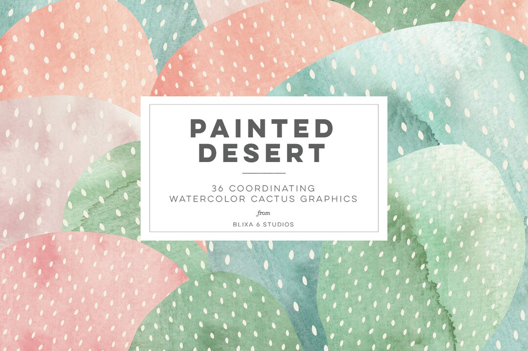 Painted Desert Cactus Clipart Graphics & Background Textures ...