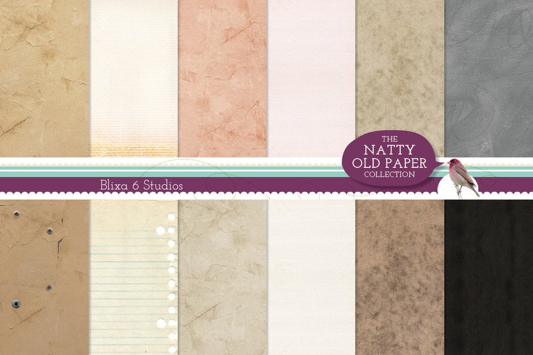 Digital Kraft Paper Set - Rustic Paper Collection of 12 Printable ...