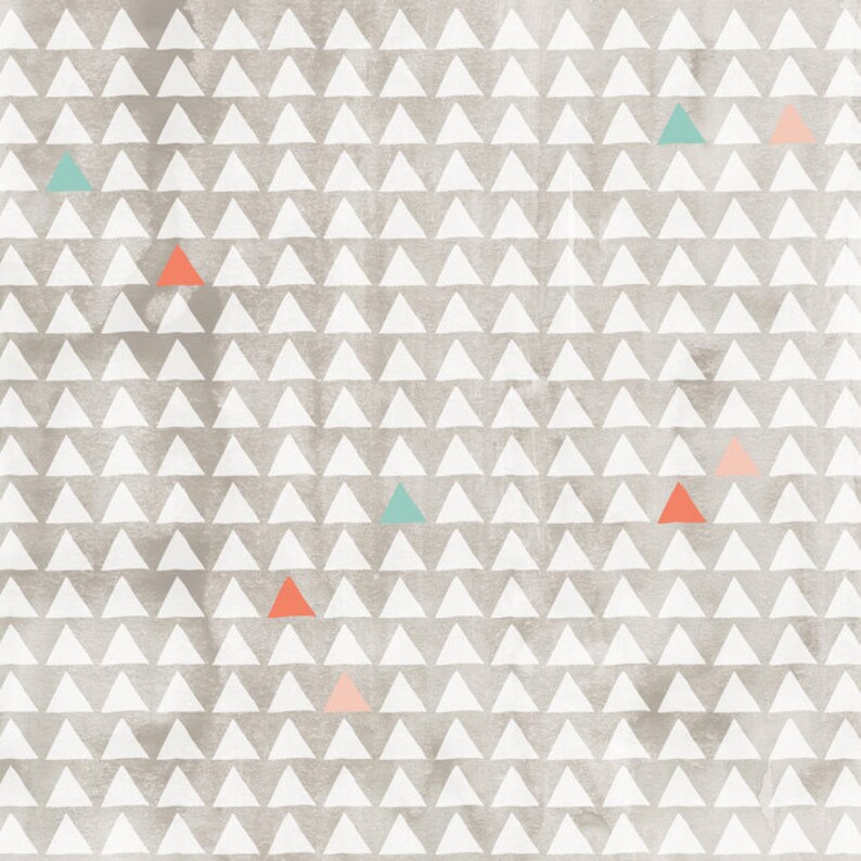 Organic Geometry Watercolor Patterns: Digital Scrapbook Papers in Coral ...