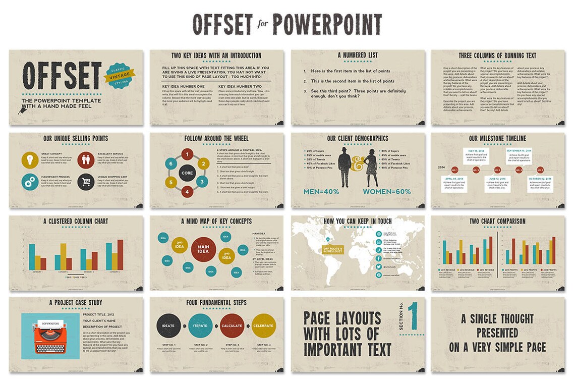 Offset Powerpoint Presentation Template for Ebooks Ecourses - Etsy