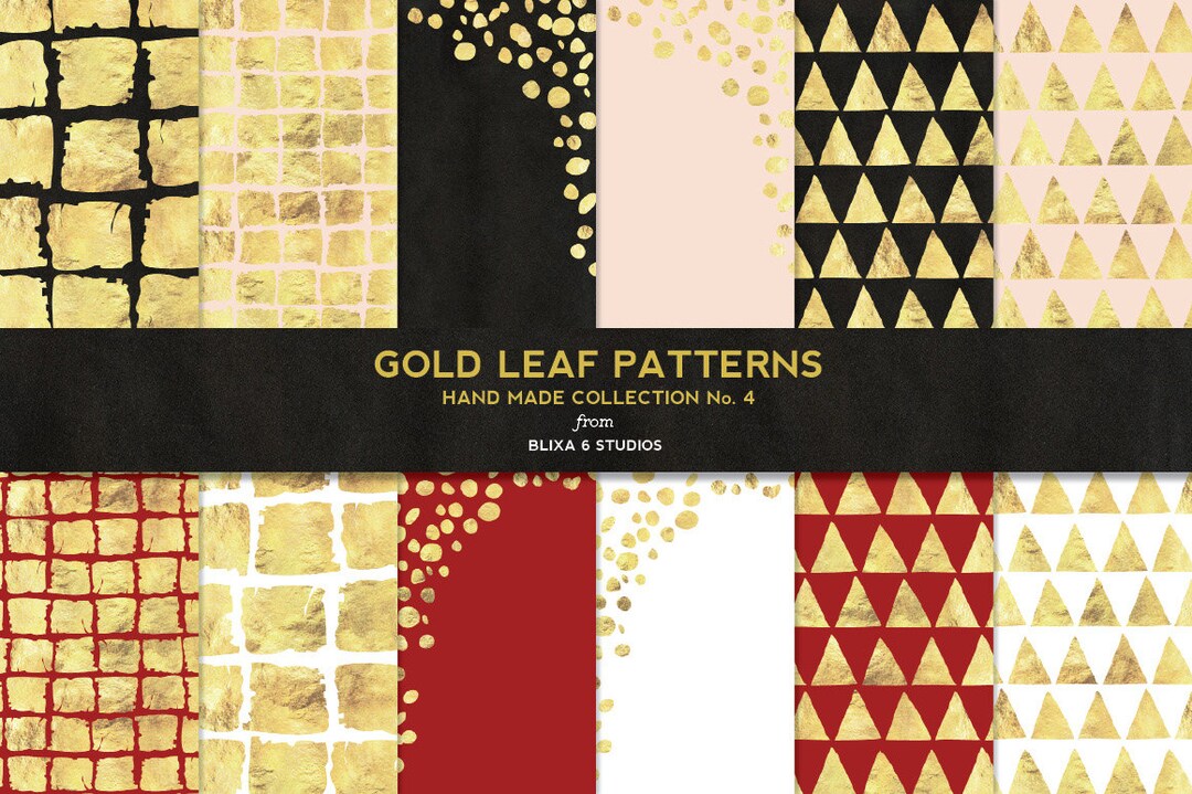 Gold Leaf Digital Paper: Hand Crafted Geometric Patterns With Triangles ...