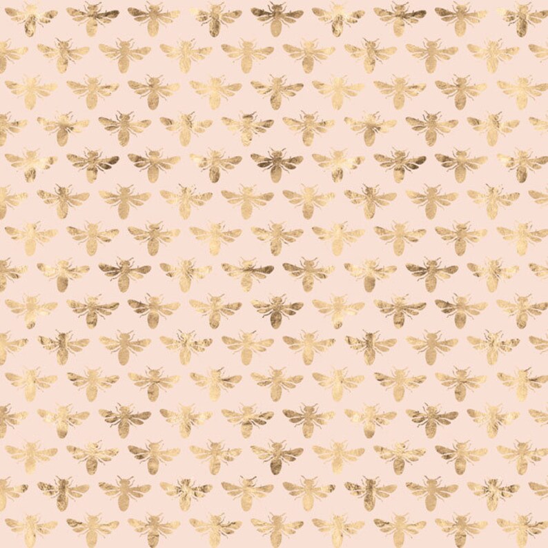 Digital Bee Gold Foil Printable Paper Pack | Metallic Foil Honeycomb ...