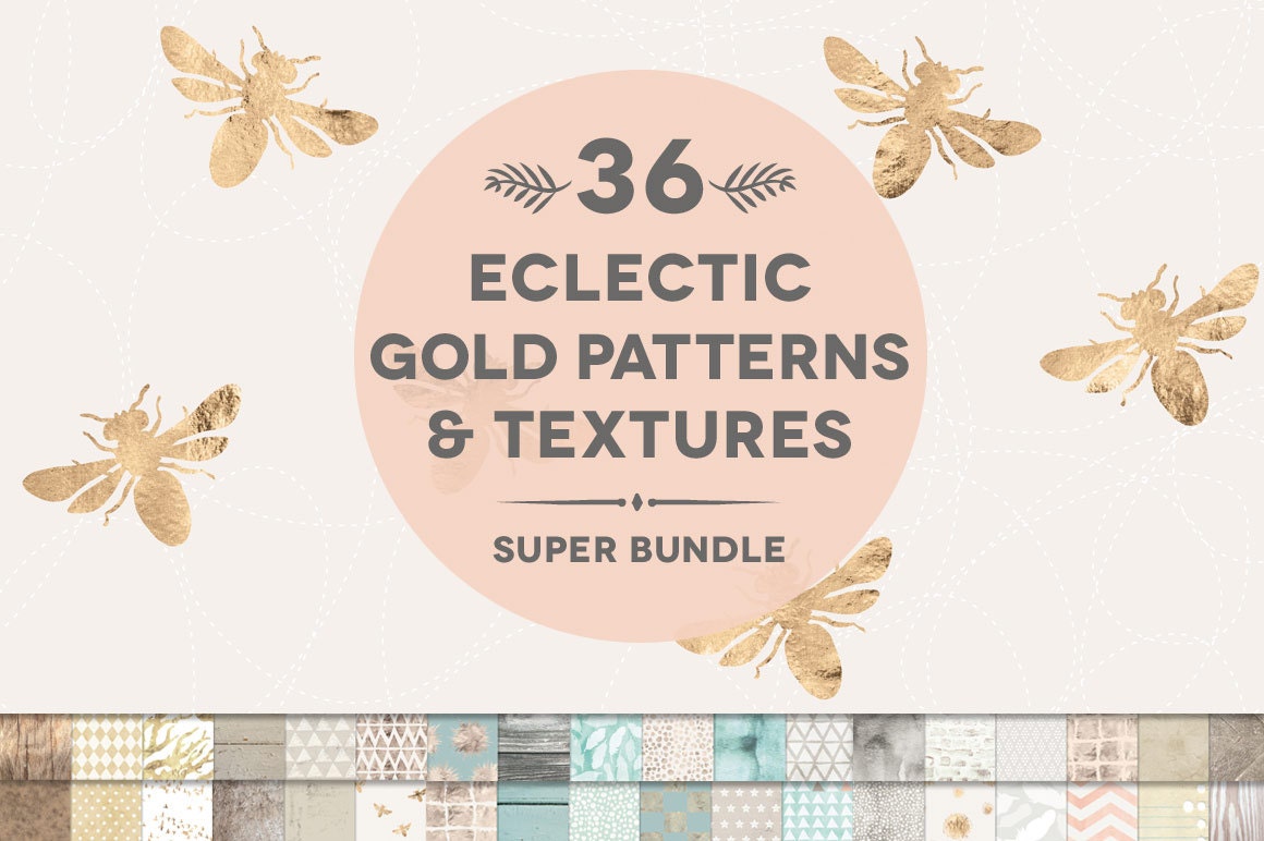 Golden Digital Scrapbook Patterns and Textures: 36 Unique - Etsy