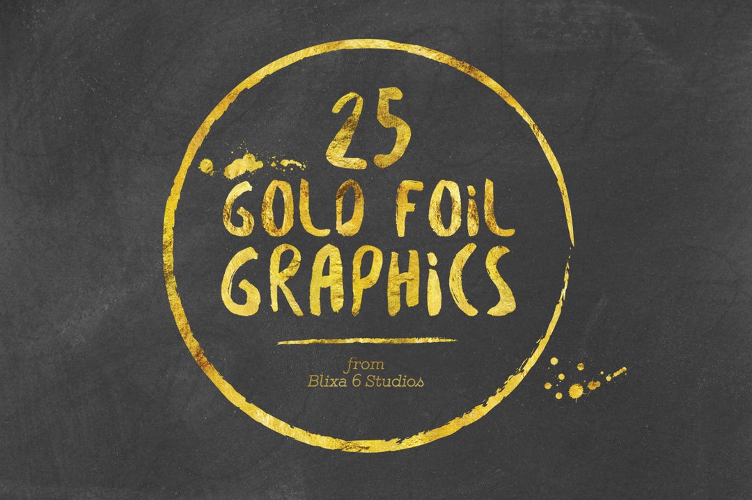 Digital Gold Foil Graphics - 25 Hand Crafted Banners, Stars, Frames ...