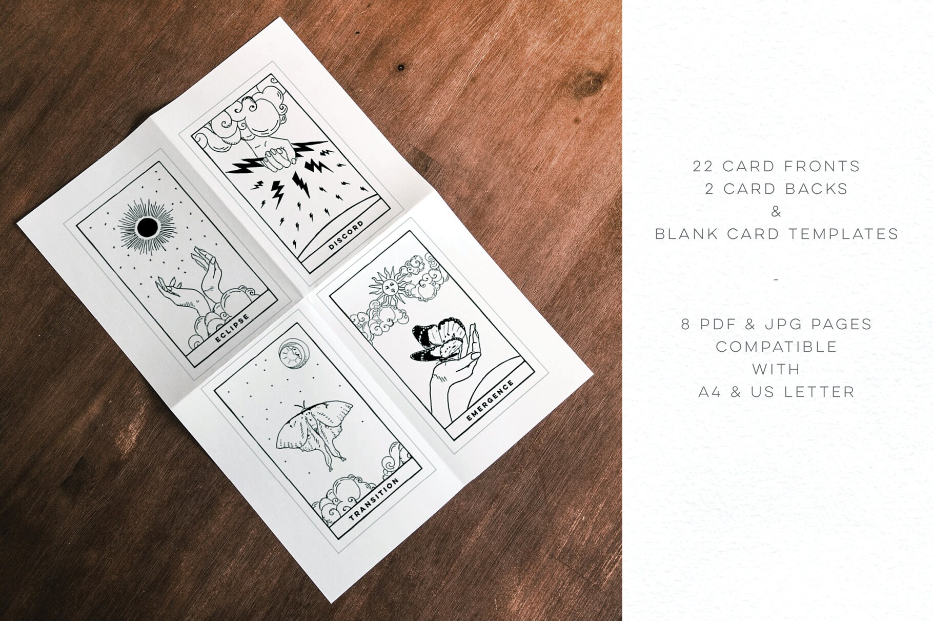 Celestial Oracle Card Printable Tarot Deck | Coloring Book PDF of 25 ...