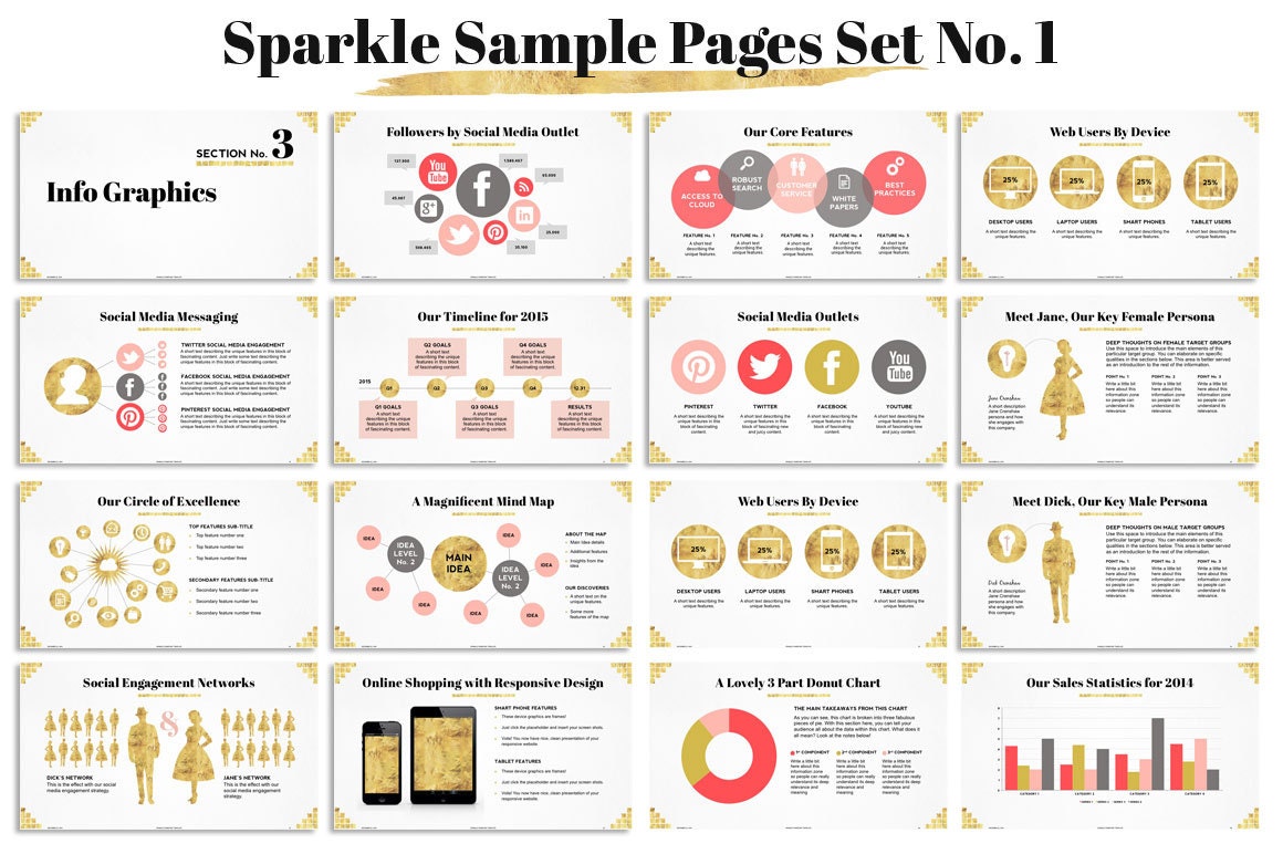Sparkle Powerpoint Presentationtemplate With Gold Foil Graphics for ...