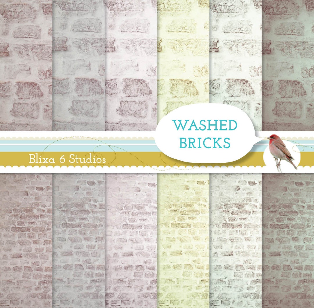 Distressed Brick Digital Papers Printable White Washed Brick Texture ...