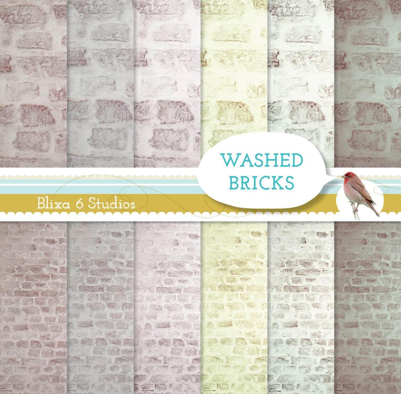 Distressed Brick Digital Papers Printable White Washed Brick - Etsy