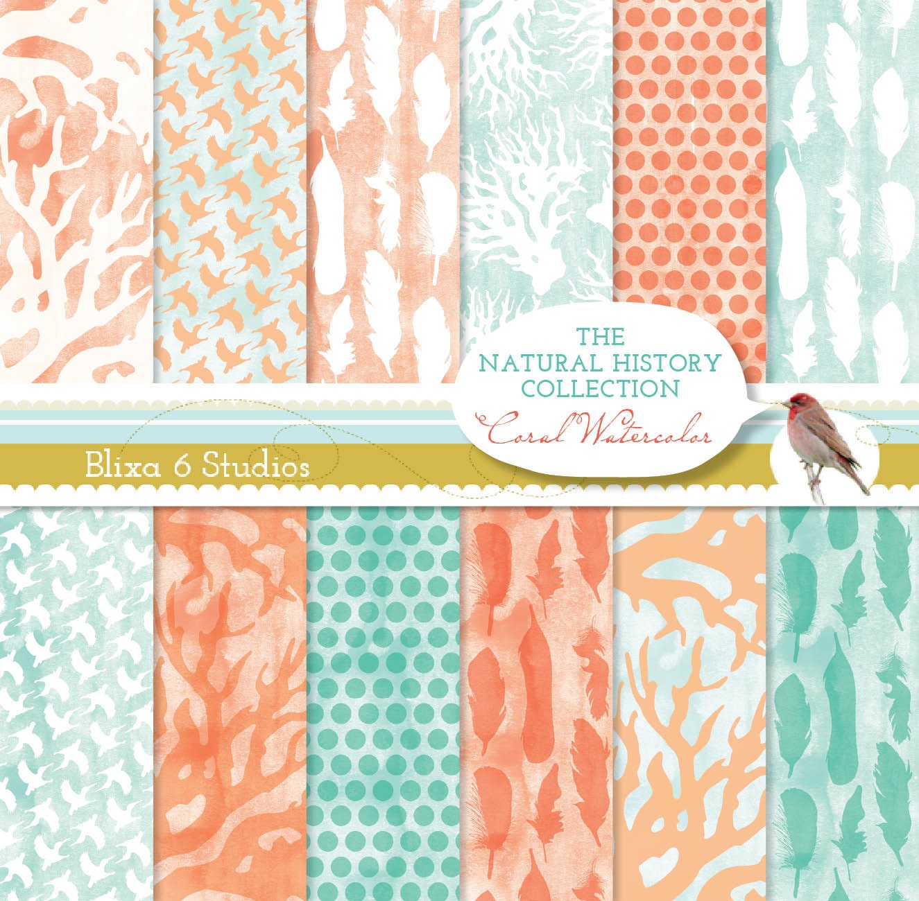 Coral And Mint Pattern
