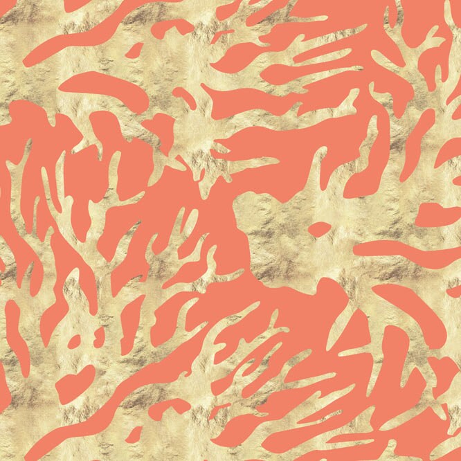 Organic Gold Leaf Digital Paper Patterns in Coral and Mint - Etsy