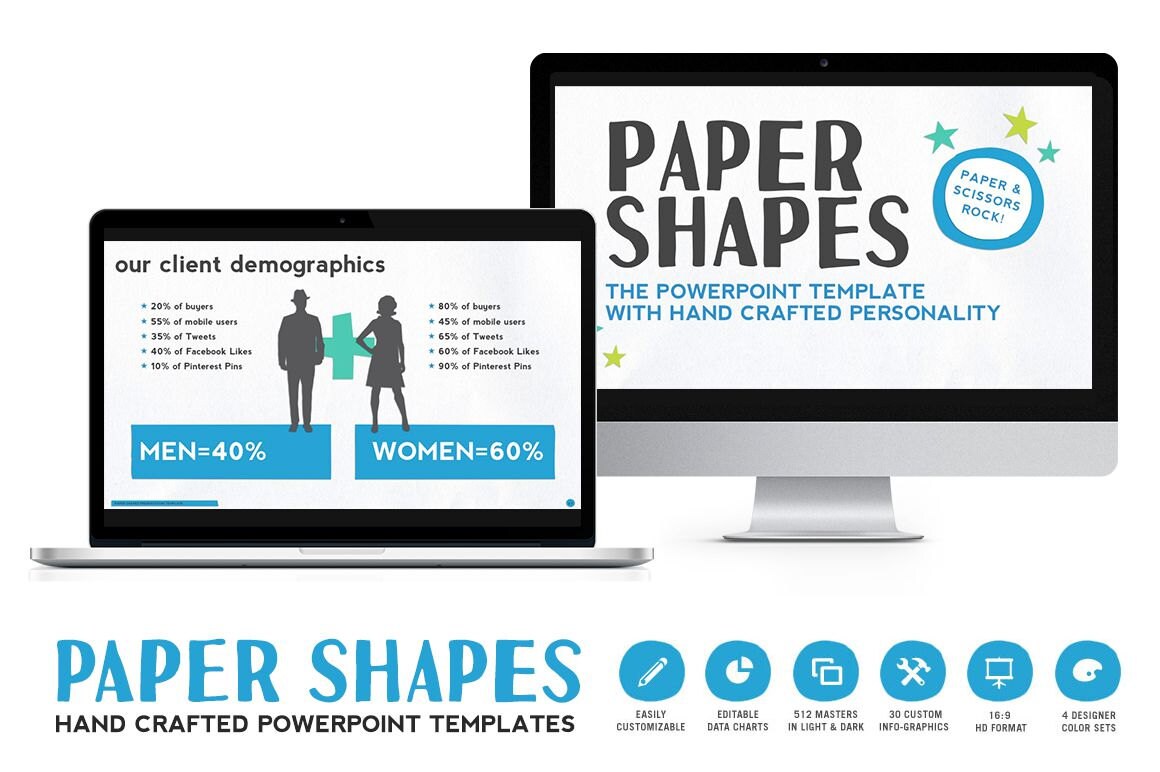 Paper Shapes Minimal Powerpoint Presentation Template | Customizable ...