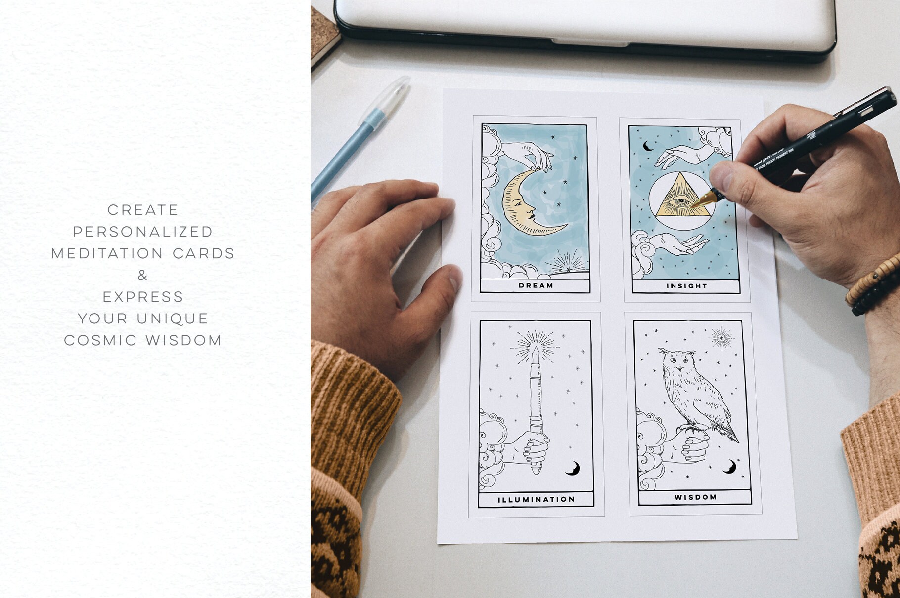 Celestial Oracle Card Printable Tarot Deck | Coloring Book PDF of 25 ...