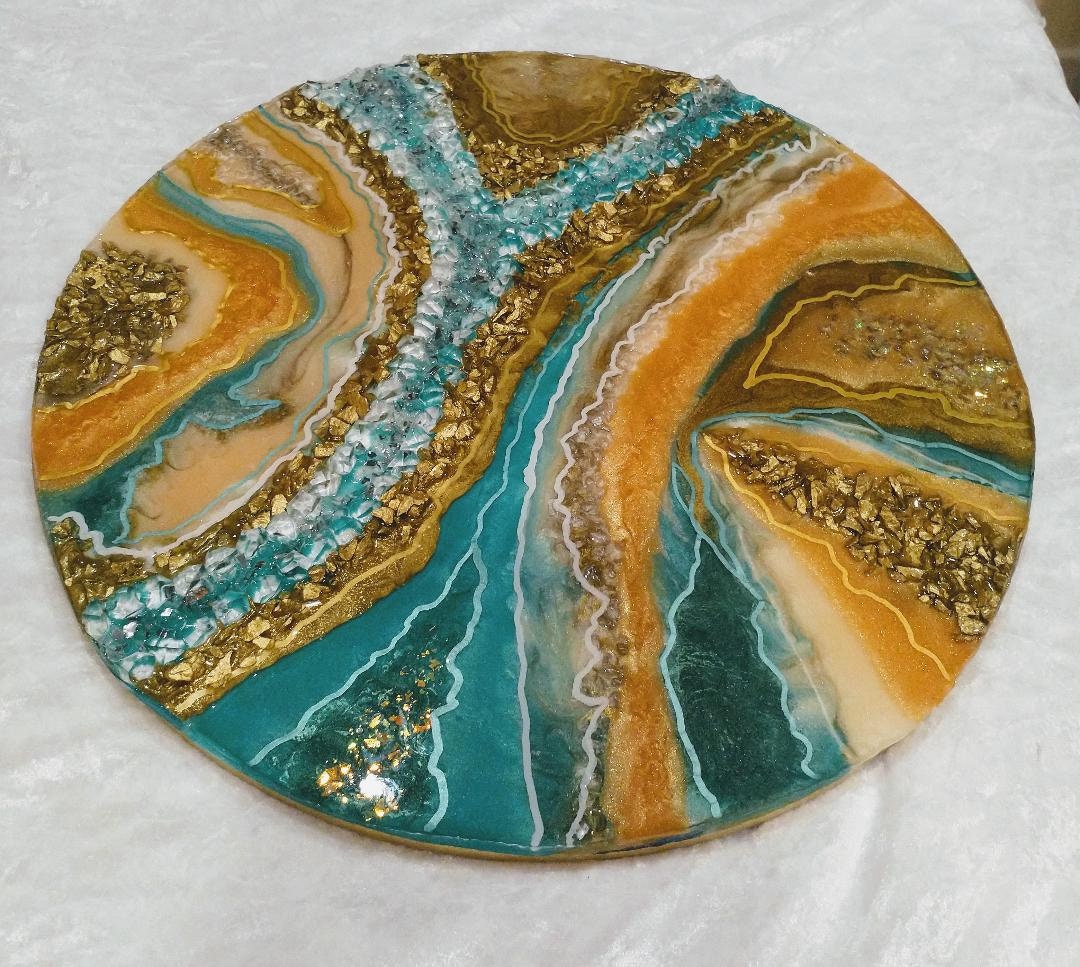 Beautiful 3D resin geode modern abstract art 40cm Diameter