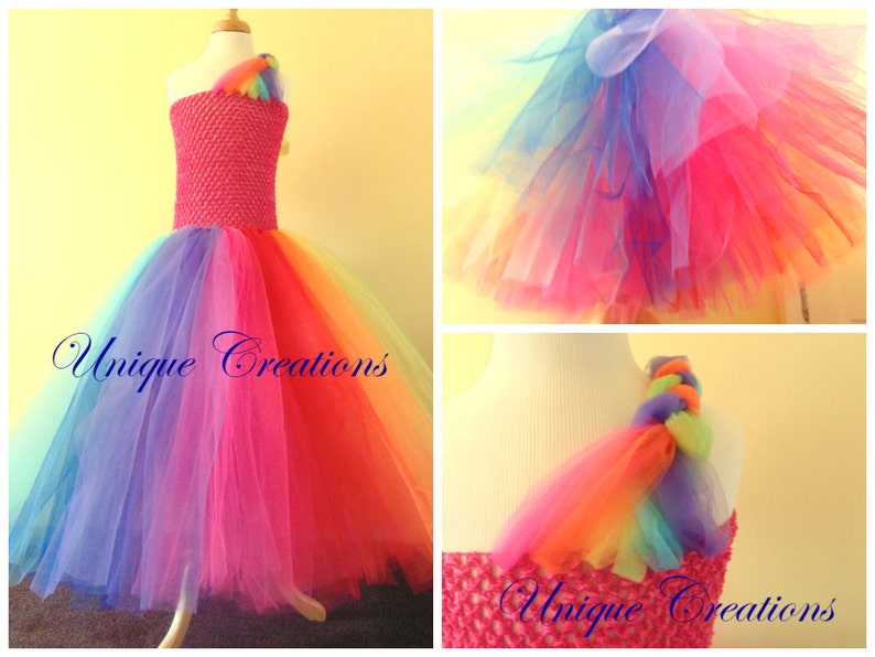 Rainbow Colour Longer Tutu Dress, Beautiful and Colourful - Etsy