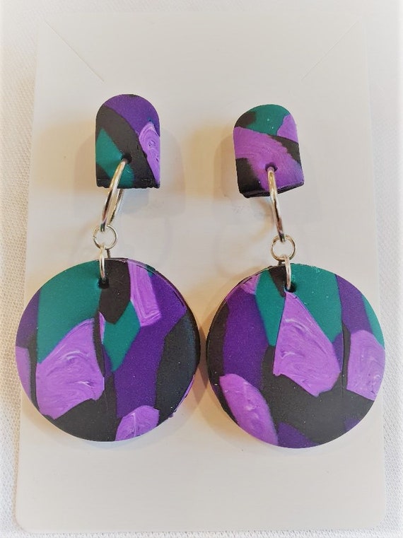Fimo clay statement earrings 5.5cm dangle