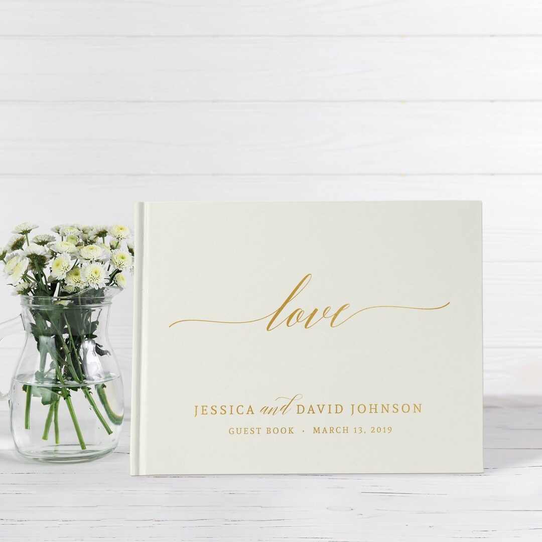 Ivory and Gold Wedding Guest Book, Love Guest Book Wedding, Photo Booth ...