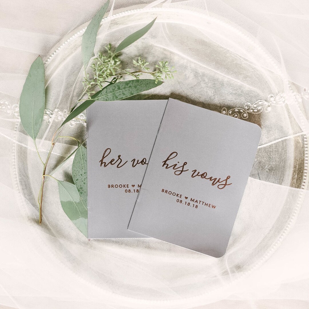 Vow Books Set of 2 Her Vows His Vows Grey and Silver - Etsy