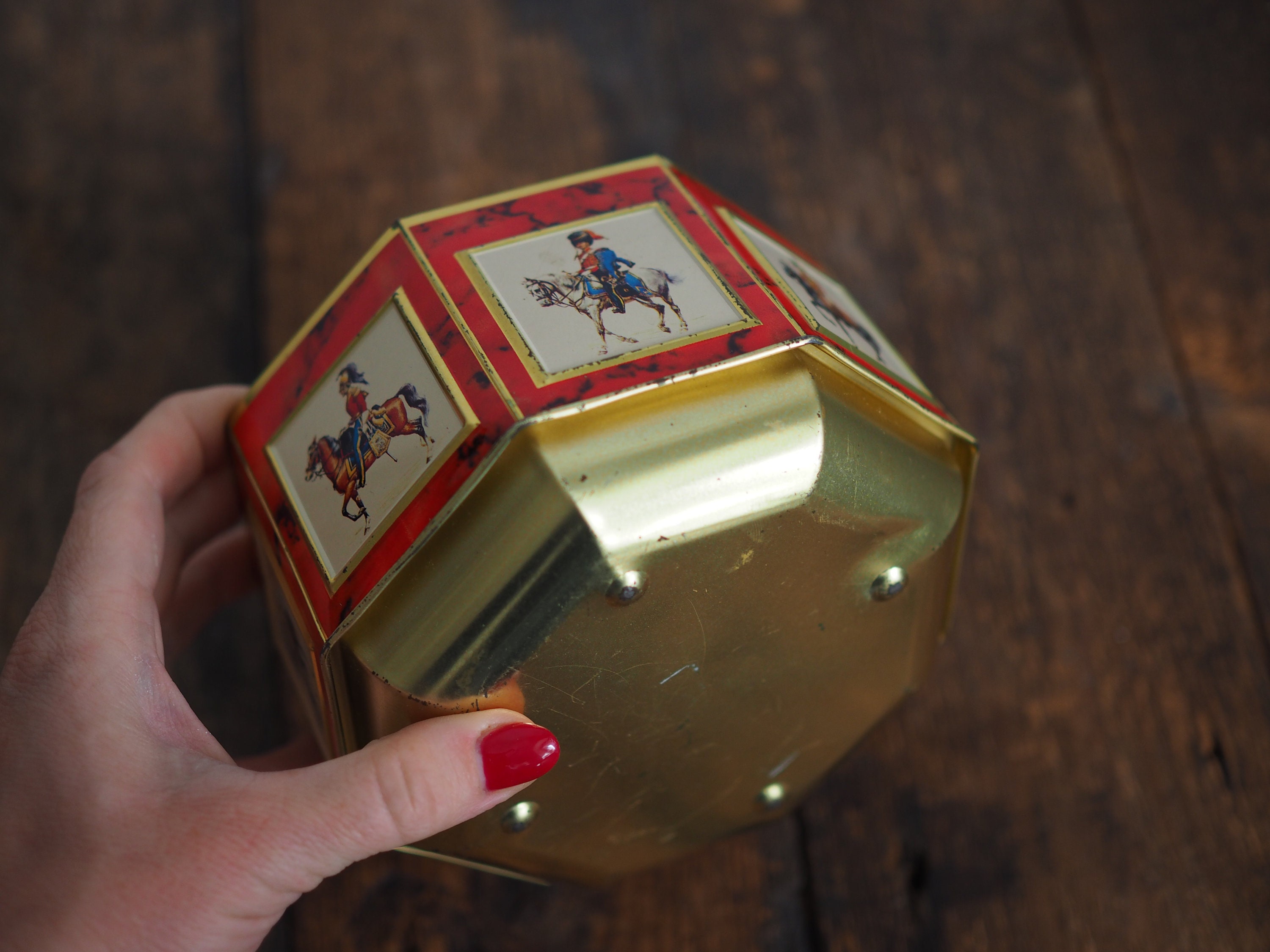 Vintage Red Tin no Lid , Metal Tin, Metal Box, Container, Little Tin ...