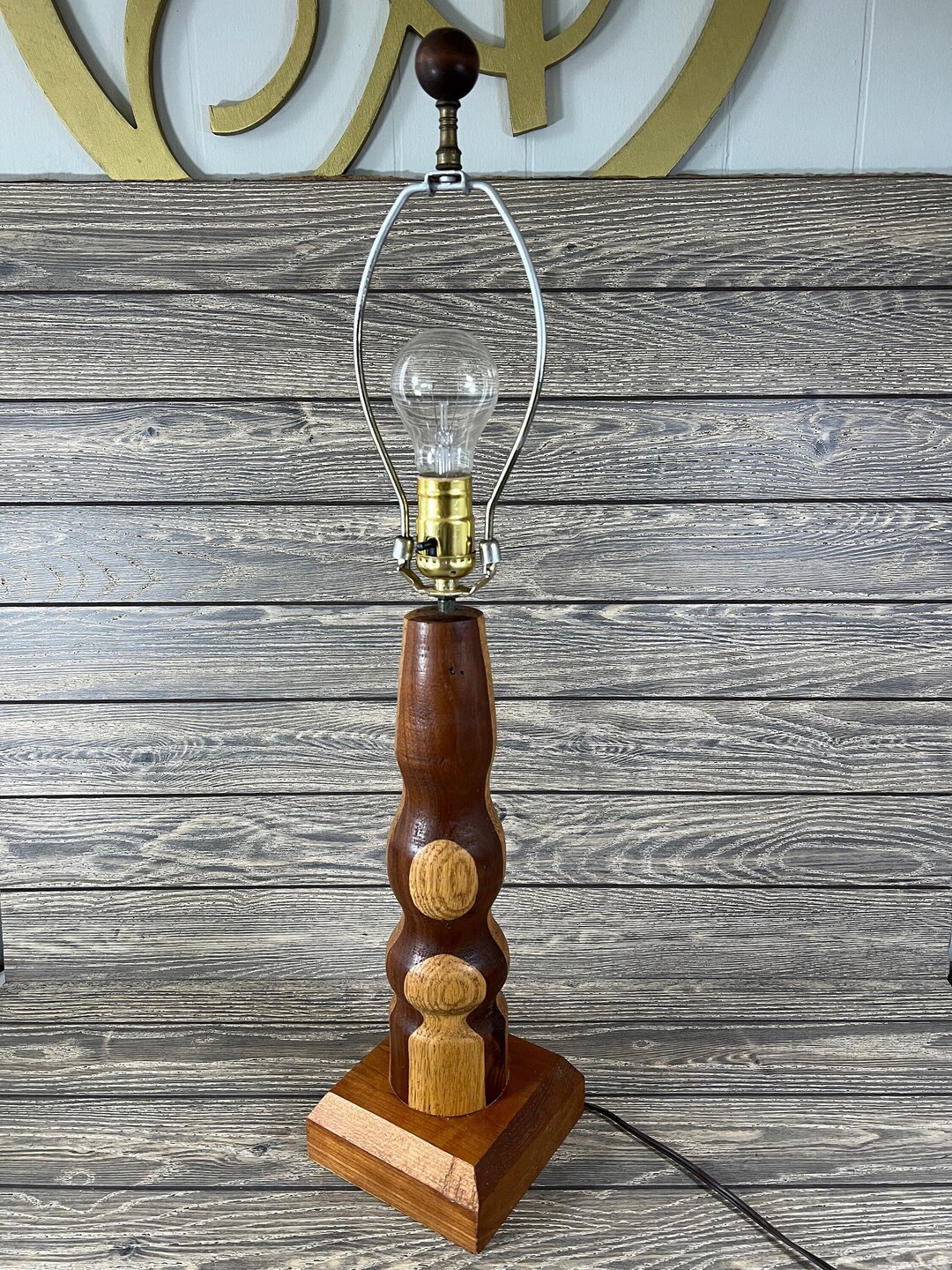 Handmade MCM Wood Parquetry Oak Inlay Table Lamp - Etsy