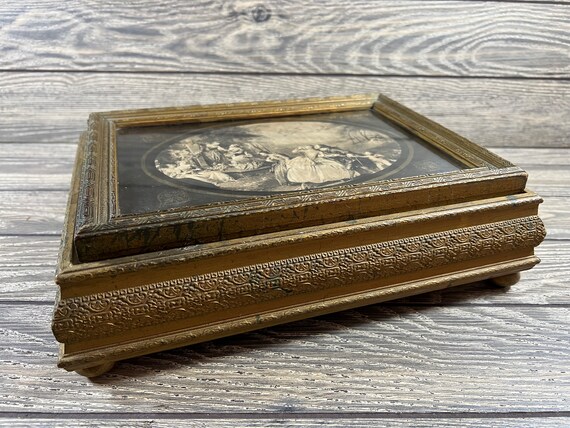 Large Victorian Ladies Gold Wood Picture Frame Jewelr… - Gem