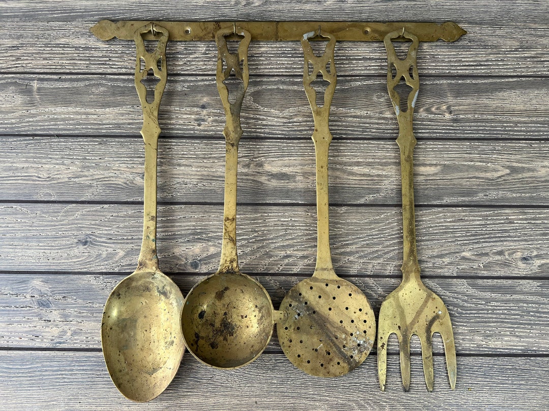 Rustic Brass 5 Pc Hanging Utensil Set - Etsy