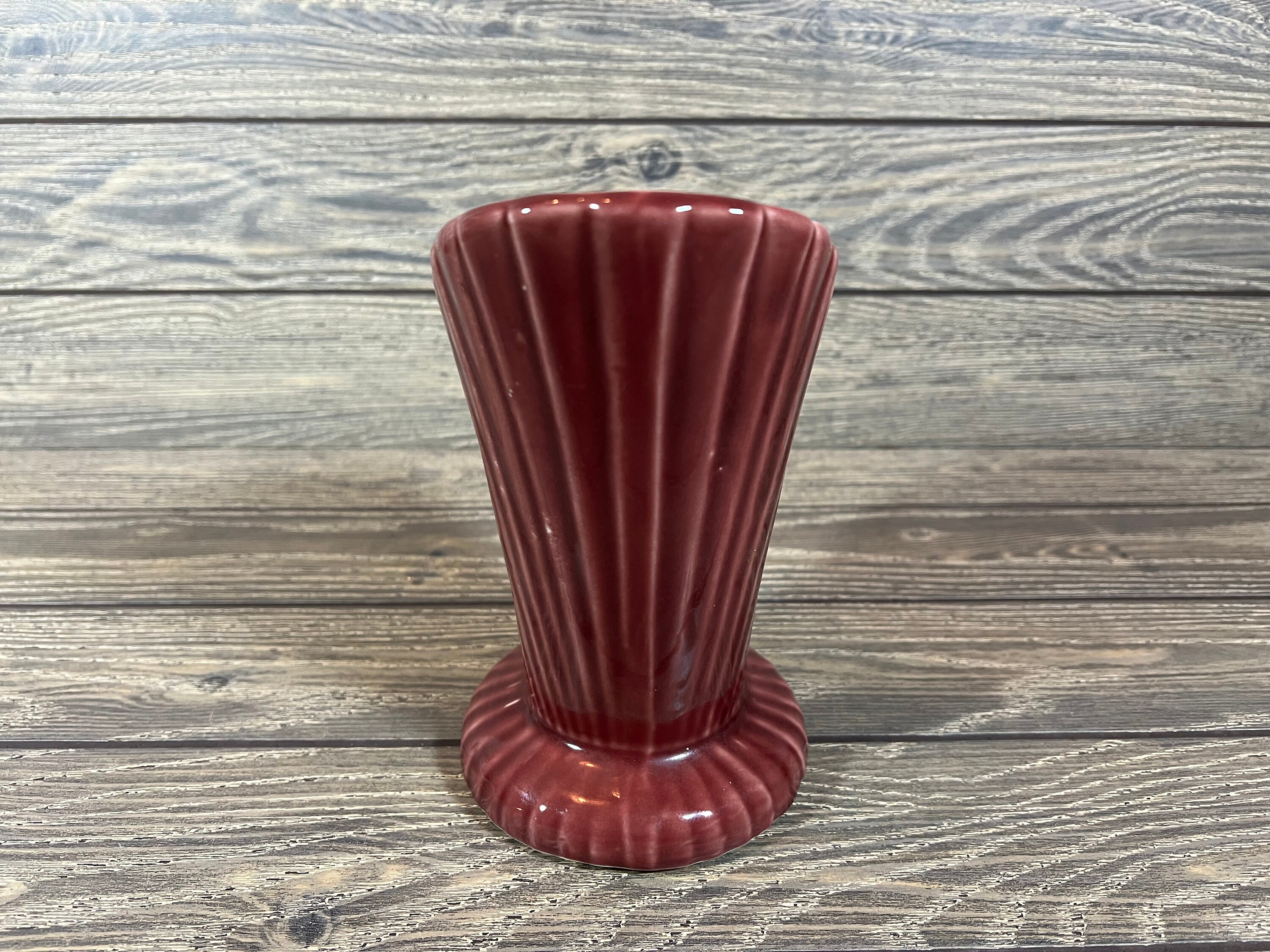 Art Deco Maroon Fan Ceramic Pitcher Vase - Etsy