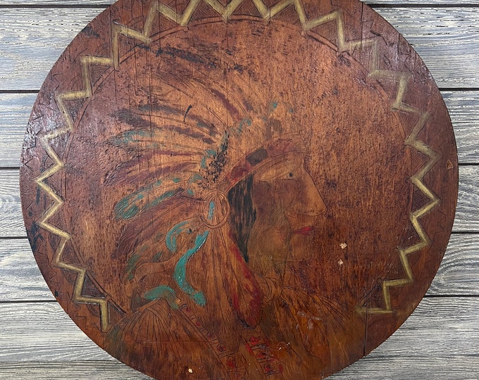 Antique 1900's Painted Pyrography Flemish Art #855 Native American Wall Hanging - Etsy